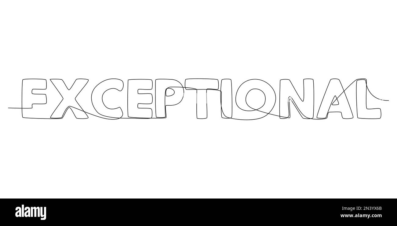 One continuous line of Exceptional word. Thin Line Illustration vector ...