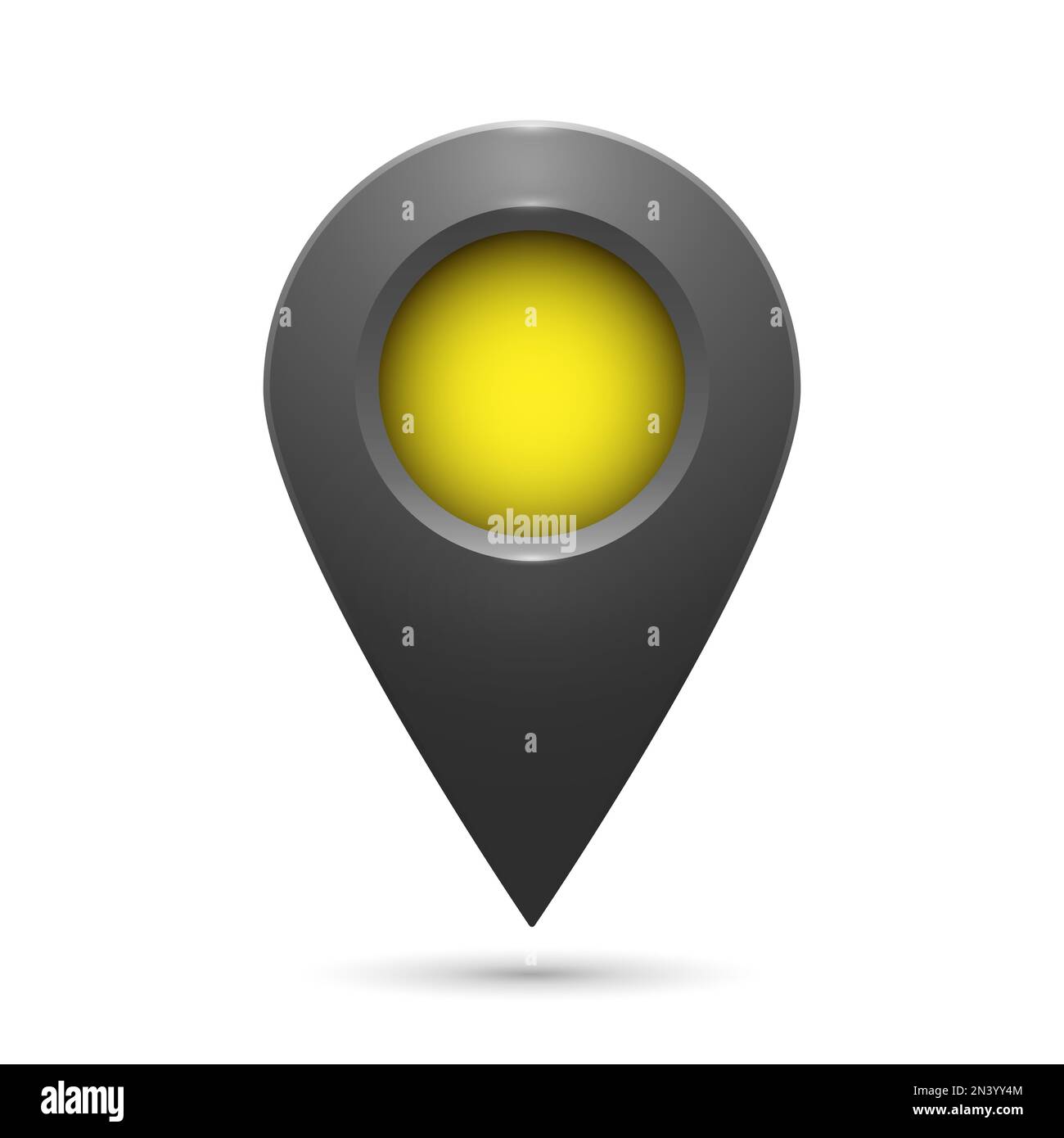 The geolocation icon is gray with highlights and a yellow insert on a ...