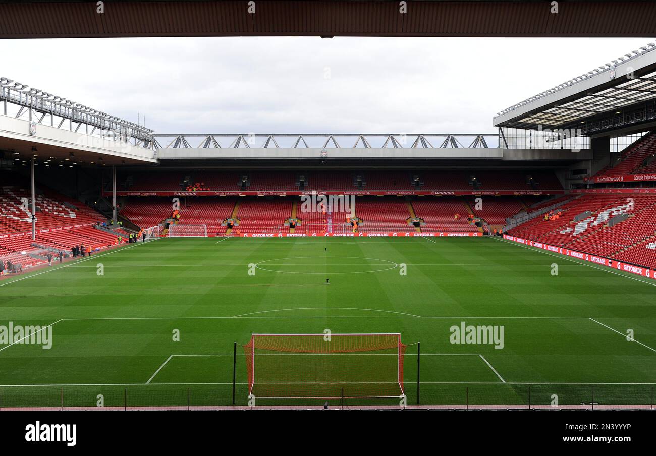 A general view of Anfield stadium during the English Premier League ...