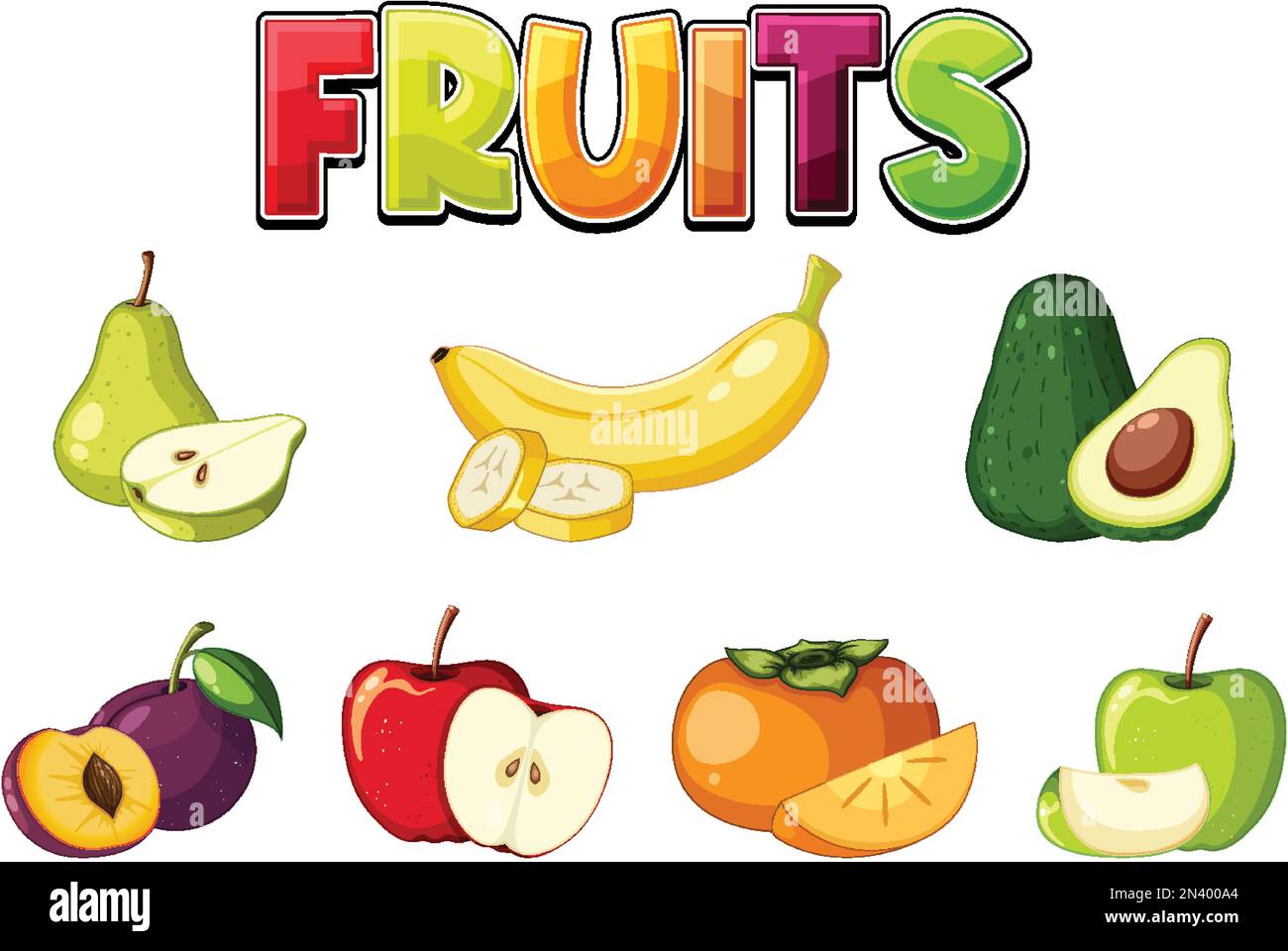 Set of fruits cartoon illustration Stock Vector Image & Art - Alamy