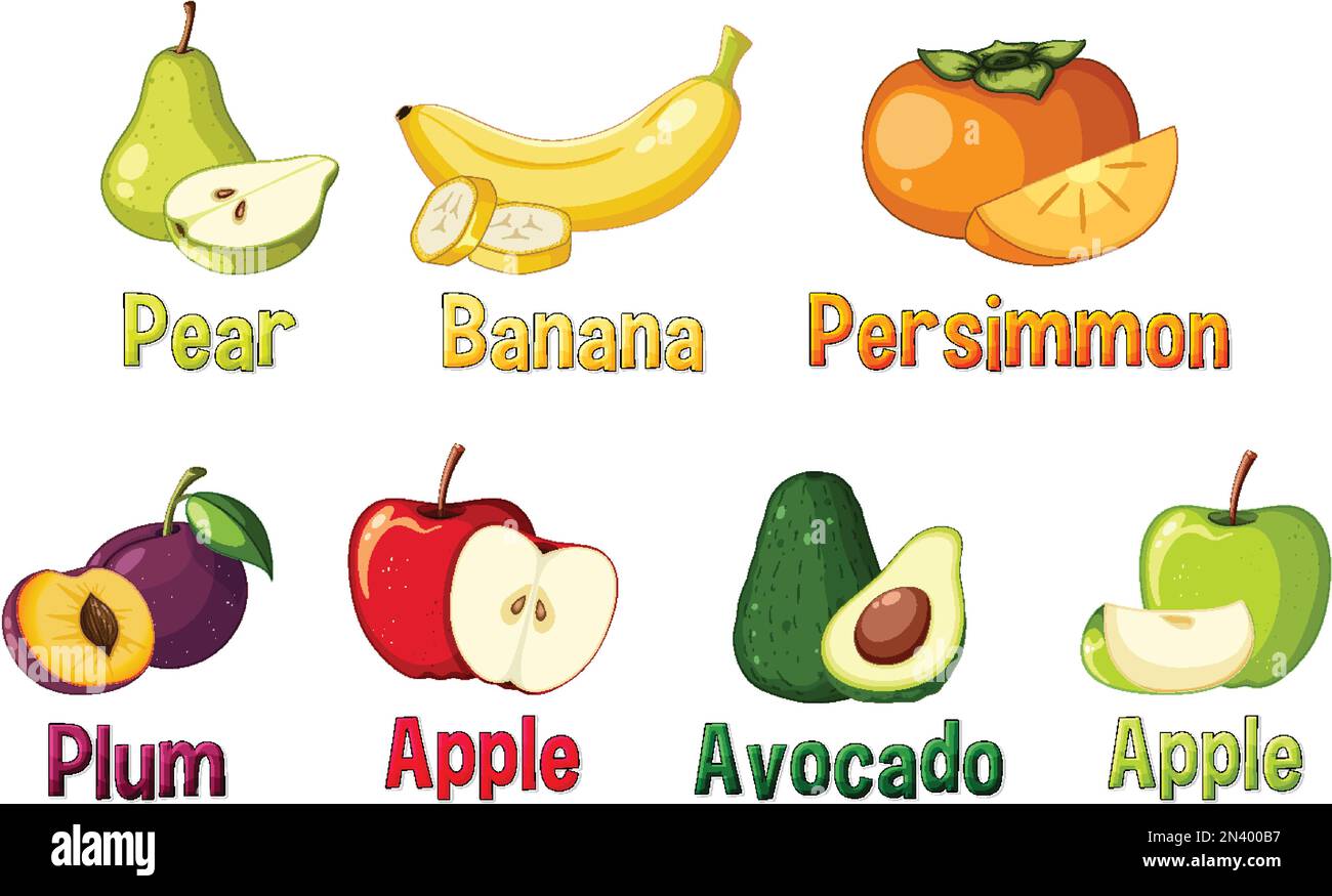 Set of fruits cartoon illustration Stock Vector Image & Art - Alamy