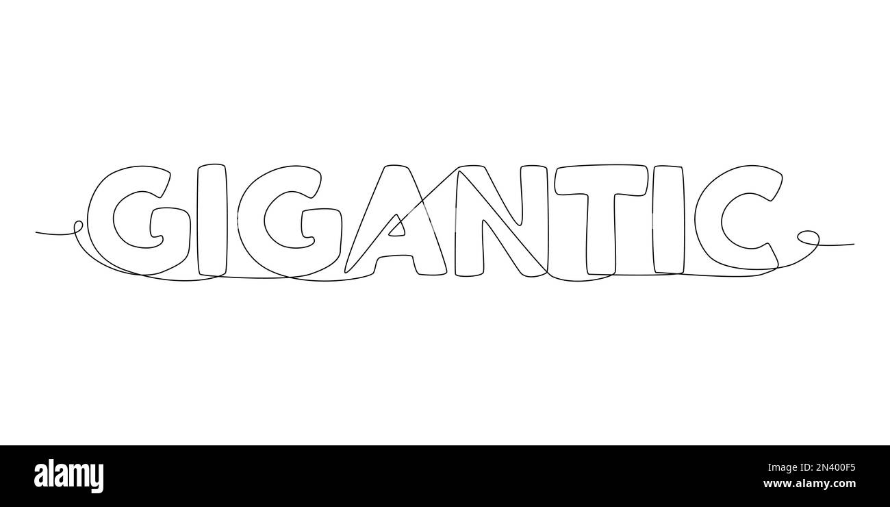 One continuous line of Gigantic word. Thin Line Illustration vector ...