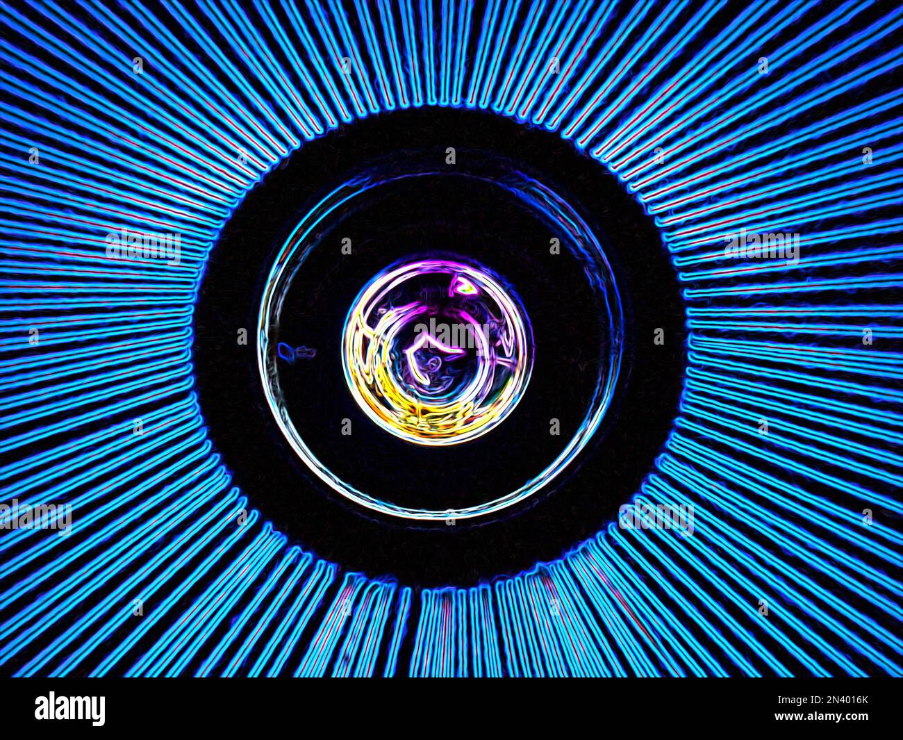 Light rays emerge from a central laser / light bulb Stock Photo - Alamy