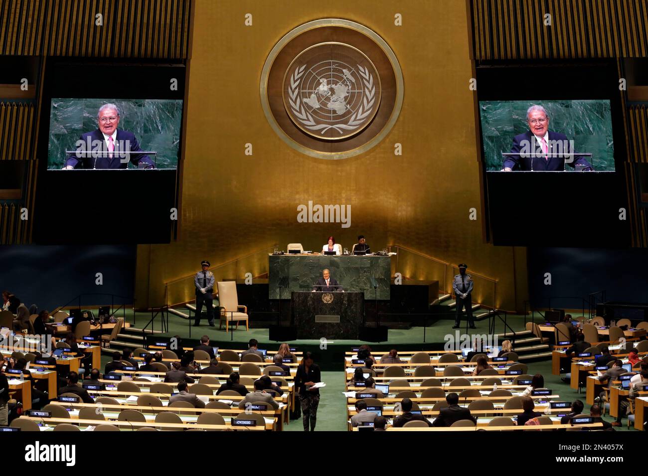 President Salvador Sanchez Ceren, of El Salvador, addresses the 69th ...