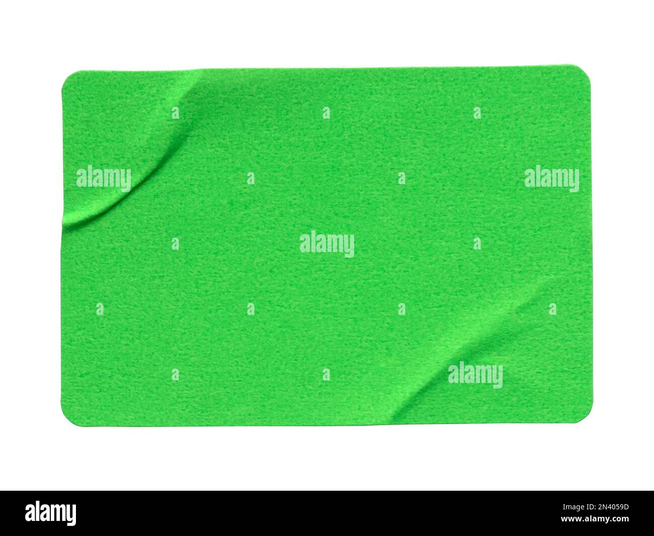 Green rectangular paper sticker label isolated on white background ...