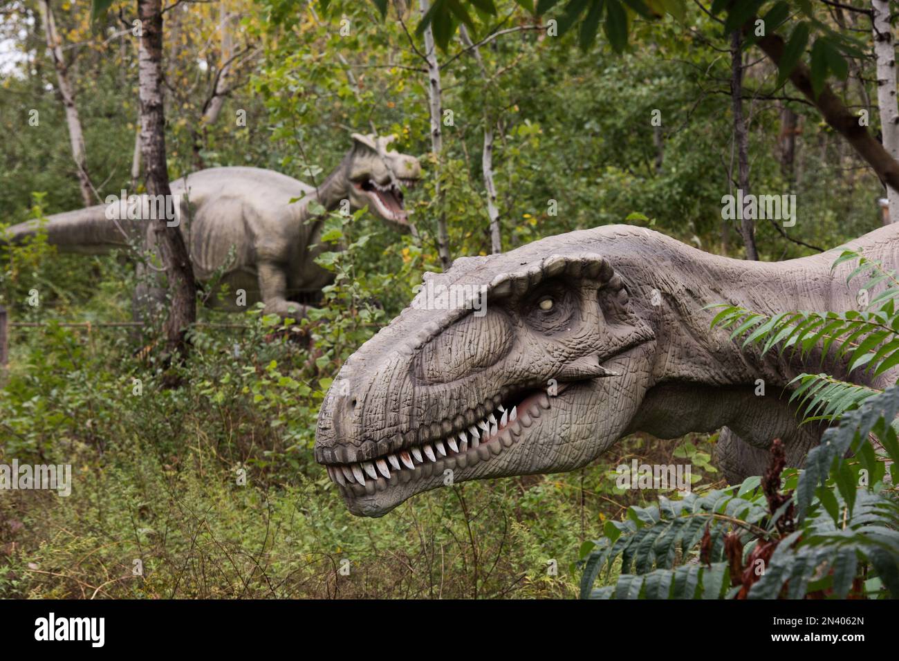 Life-sized animatronic dinosaurs are seen at Field Station: Dinosaurs ...