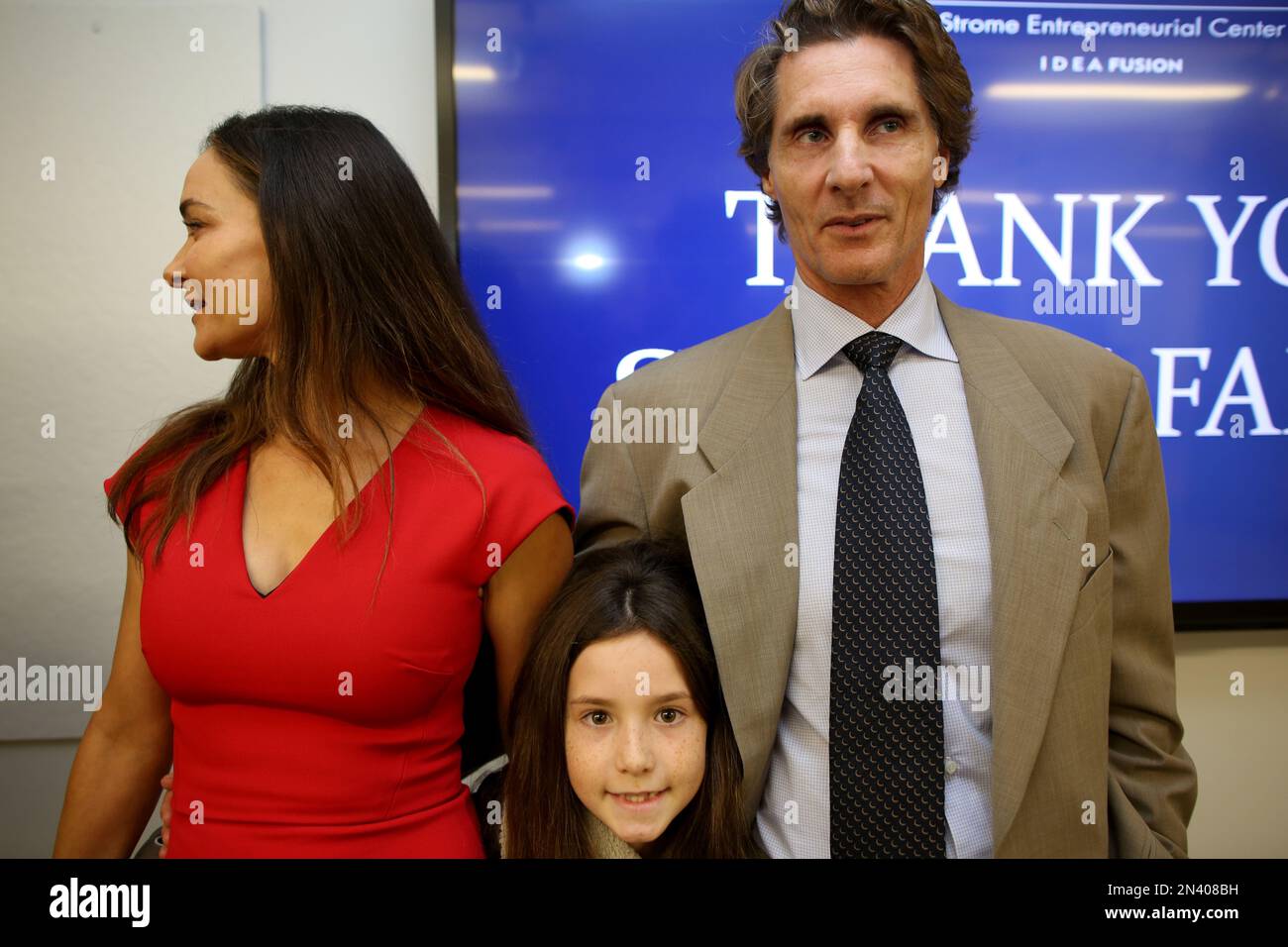 Tammy Strome, left, Sanannah Strome, 8, and Mark Strome, attend the ...