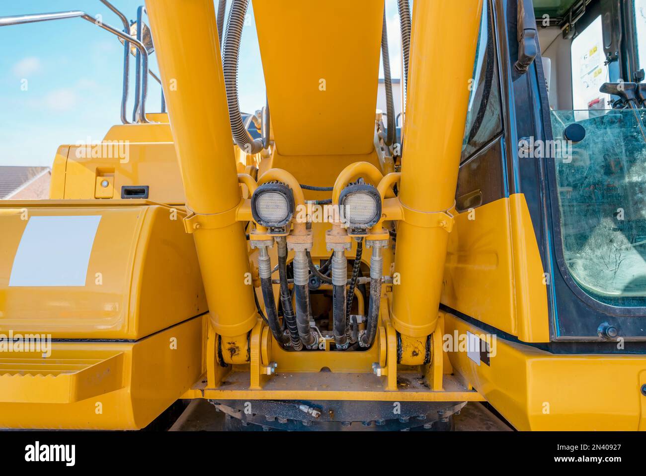 Close up of fitted to excavator cabin Stock Photo - Alamy