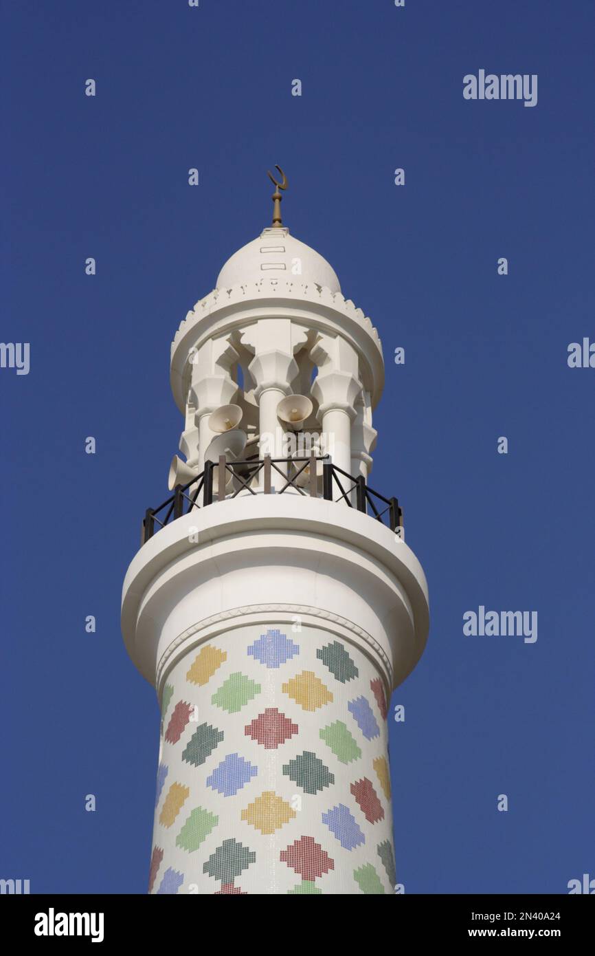 Colourful minaret of the Al Fadhel, Friday, Mosque, Manama, Kingdom of ...