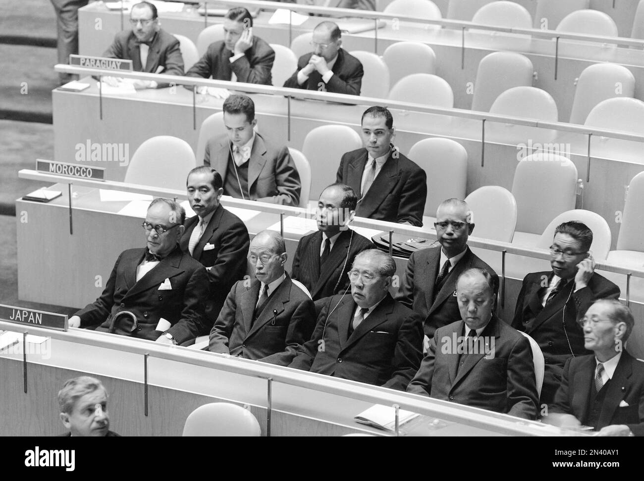 Japan's delegates to the United Nations take their places at the ...