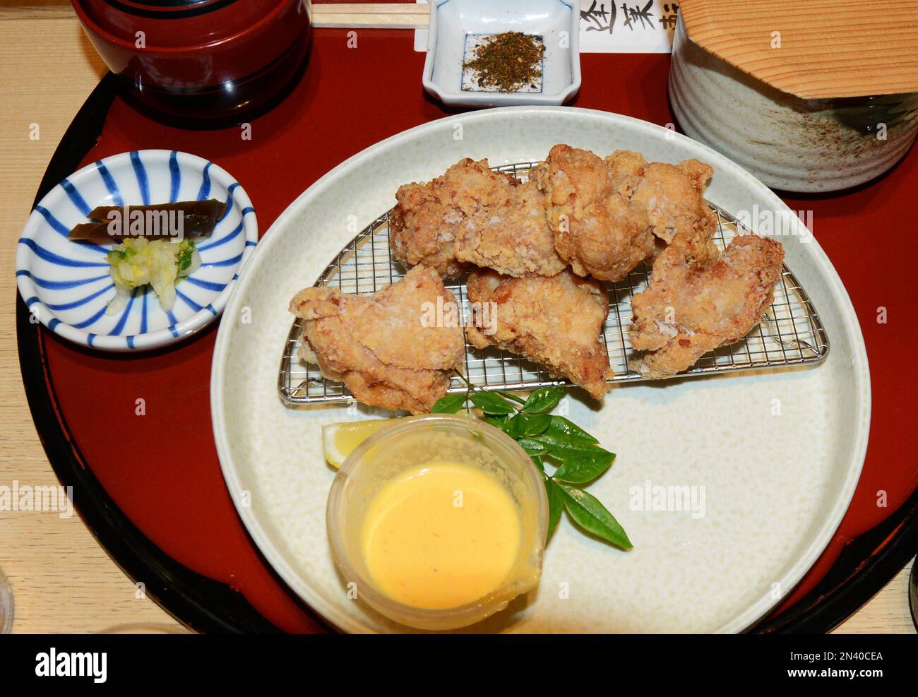 chicken karaage set lunch Stock Photo - Alamy
