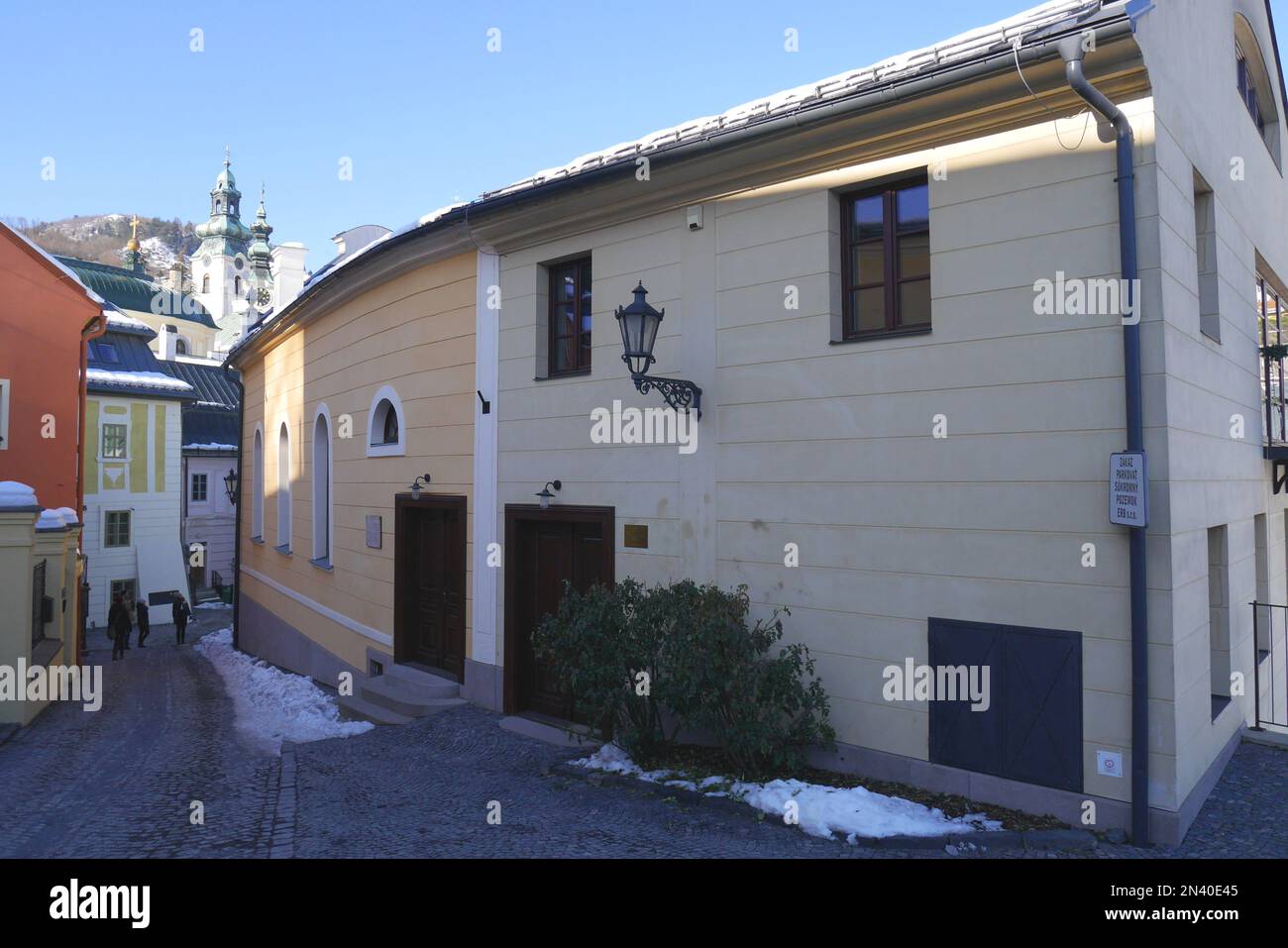 Banska Stiavnica, Slovakia, in winter. The town is a UNESCO World ...