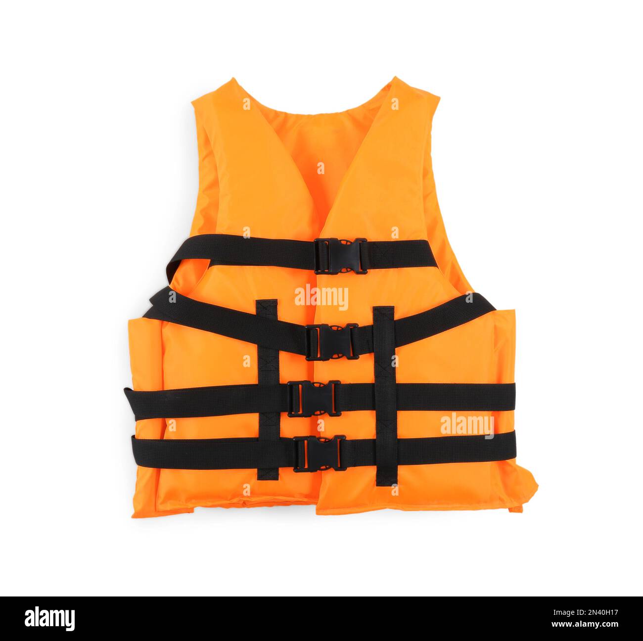 Orange life jacket isolated on white. Personal flotation device Stock ...