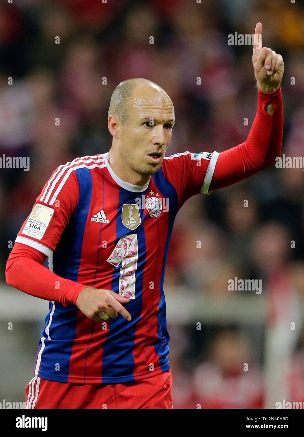 Bayern's Arjen Robben from the Netherlands gestures during the German ...
