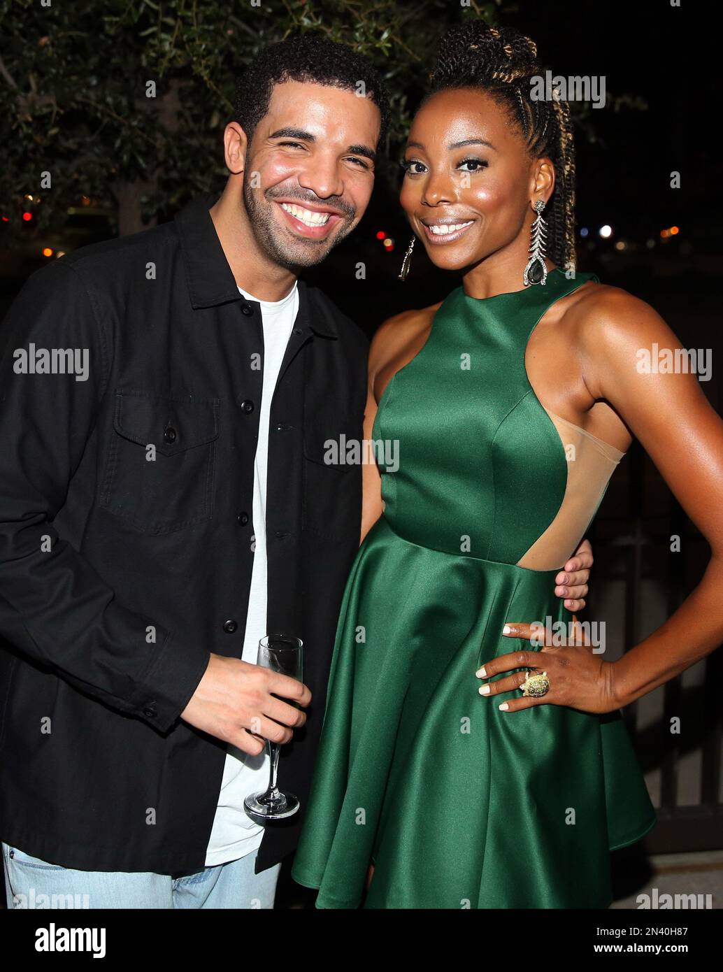 Drake, left, and Erica Ash pose together at the premiere of the STARZ ...