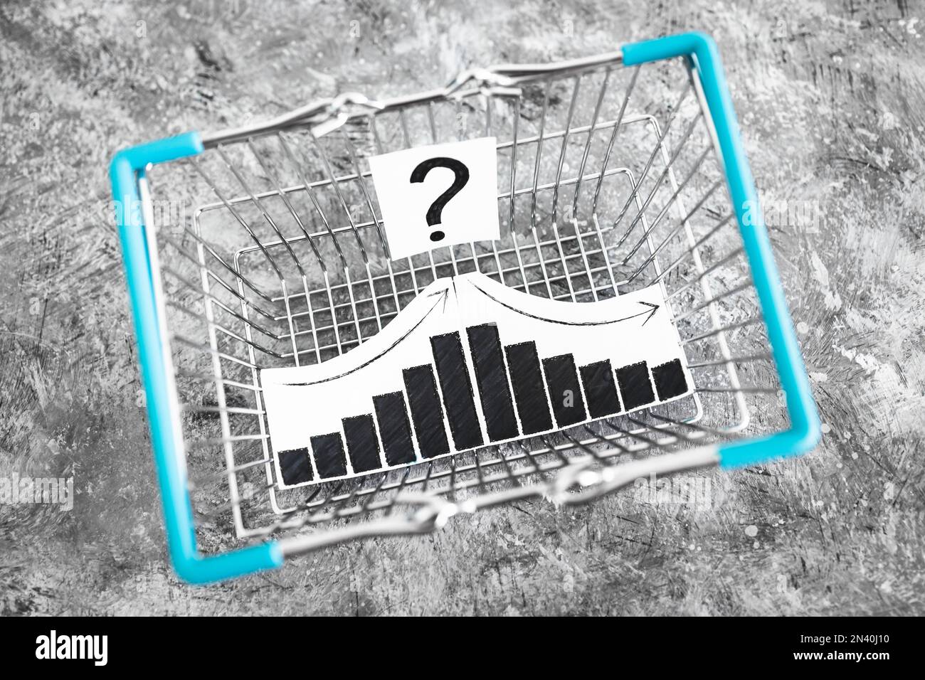 when will inflation go down. shopping basket with graph showing prices ...