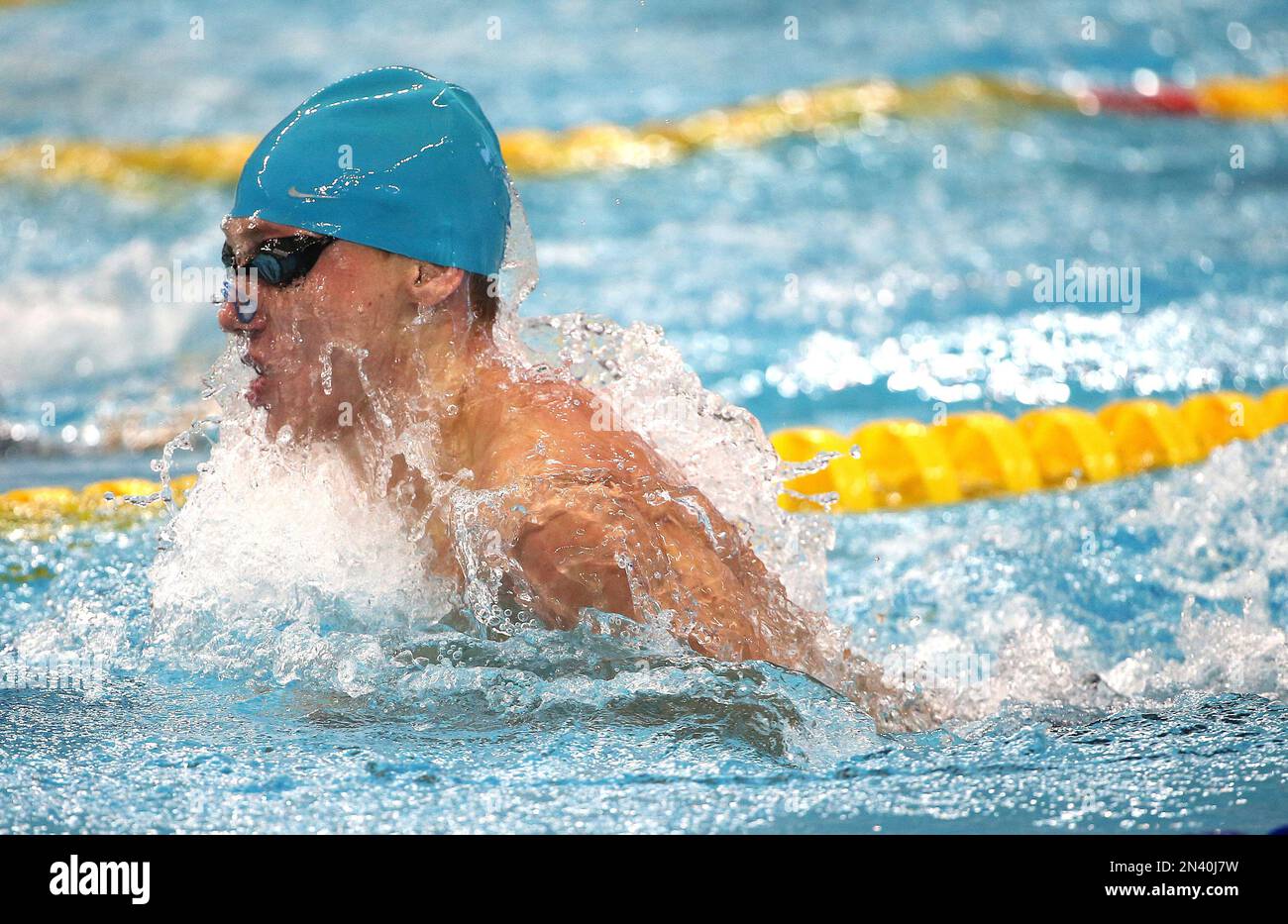 Kazecstan's Dmitry Balandin in his men's 100m breaststroke heat at the ...
