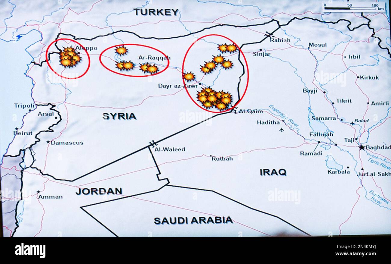 The airstrike map shown by Army Lt. Gen. William Mayville, Jr ...