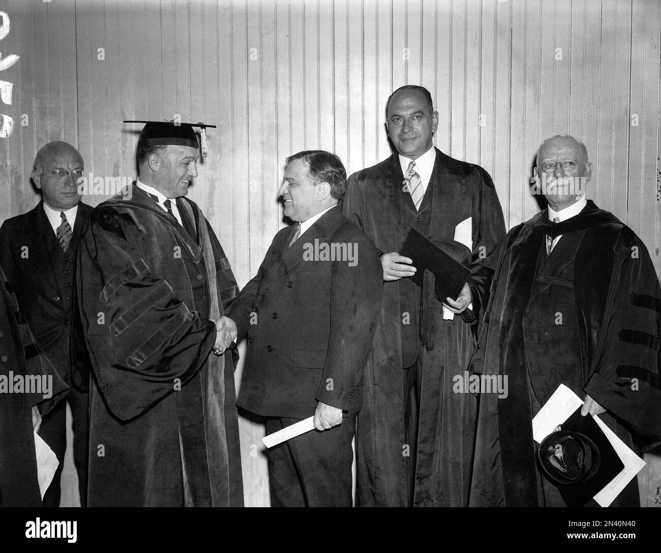 Left to right: president Eugene A. Colligan, Mayor Fiorello LaGuardia ...
