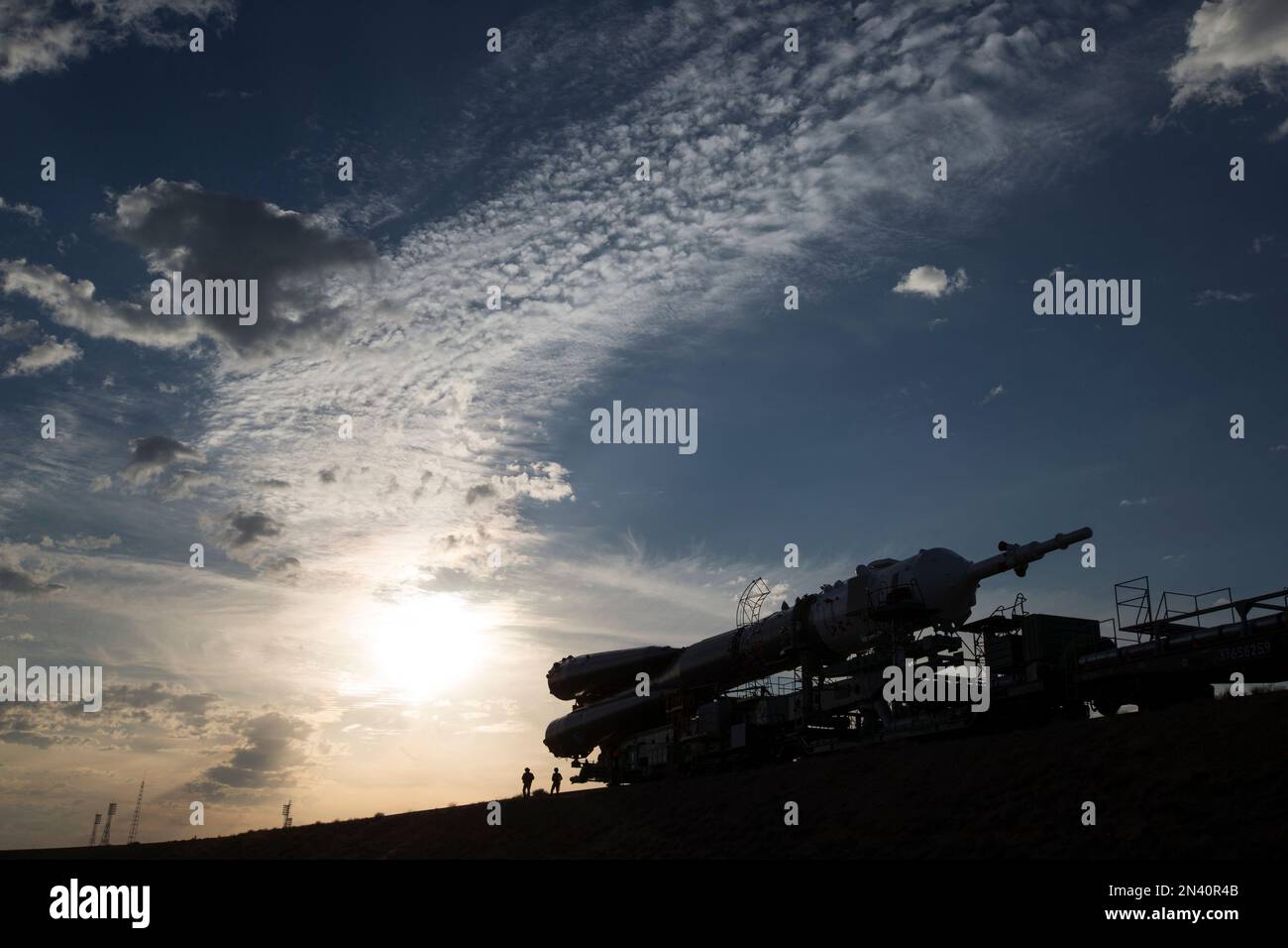 Russia's Soyuz-FG booster rocket with the space capsule Soyuz TMA-14M ...