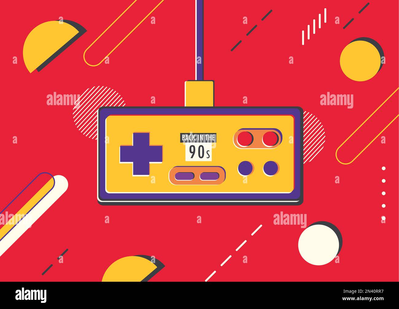 Multicolored vector illustration of retro joystick for computer video ...