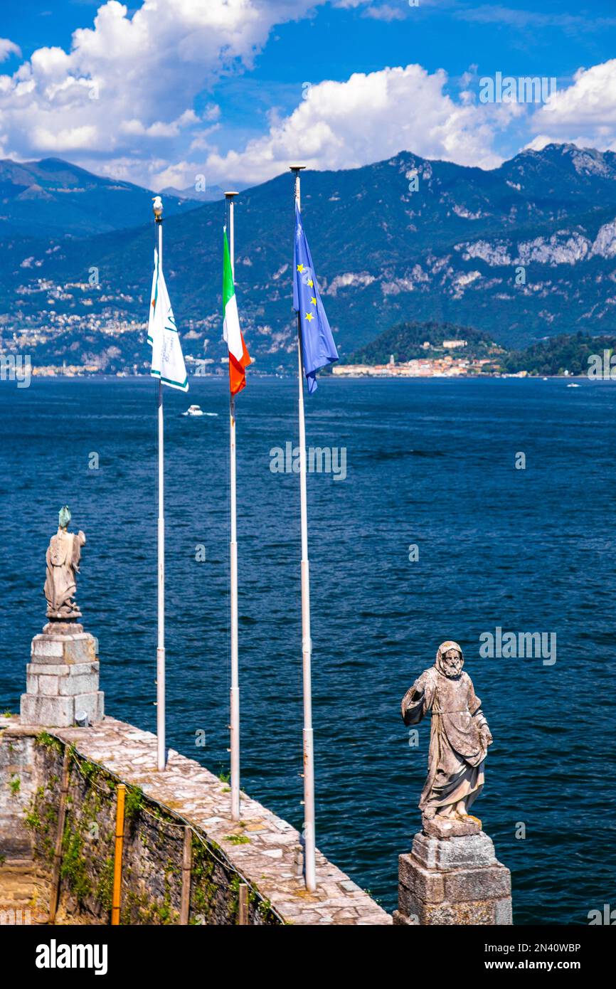 View of Villa del Balbianello overlooking Lake Como in Lenno, Lombardy ...