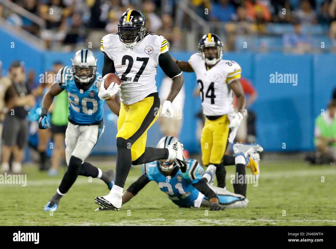 Pittsburgh Steelers' LeGarrette Blount (27) leaves both Carolina ...