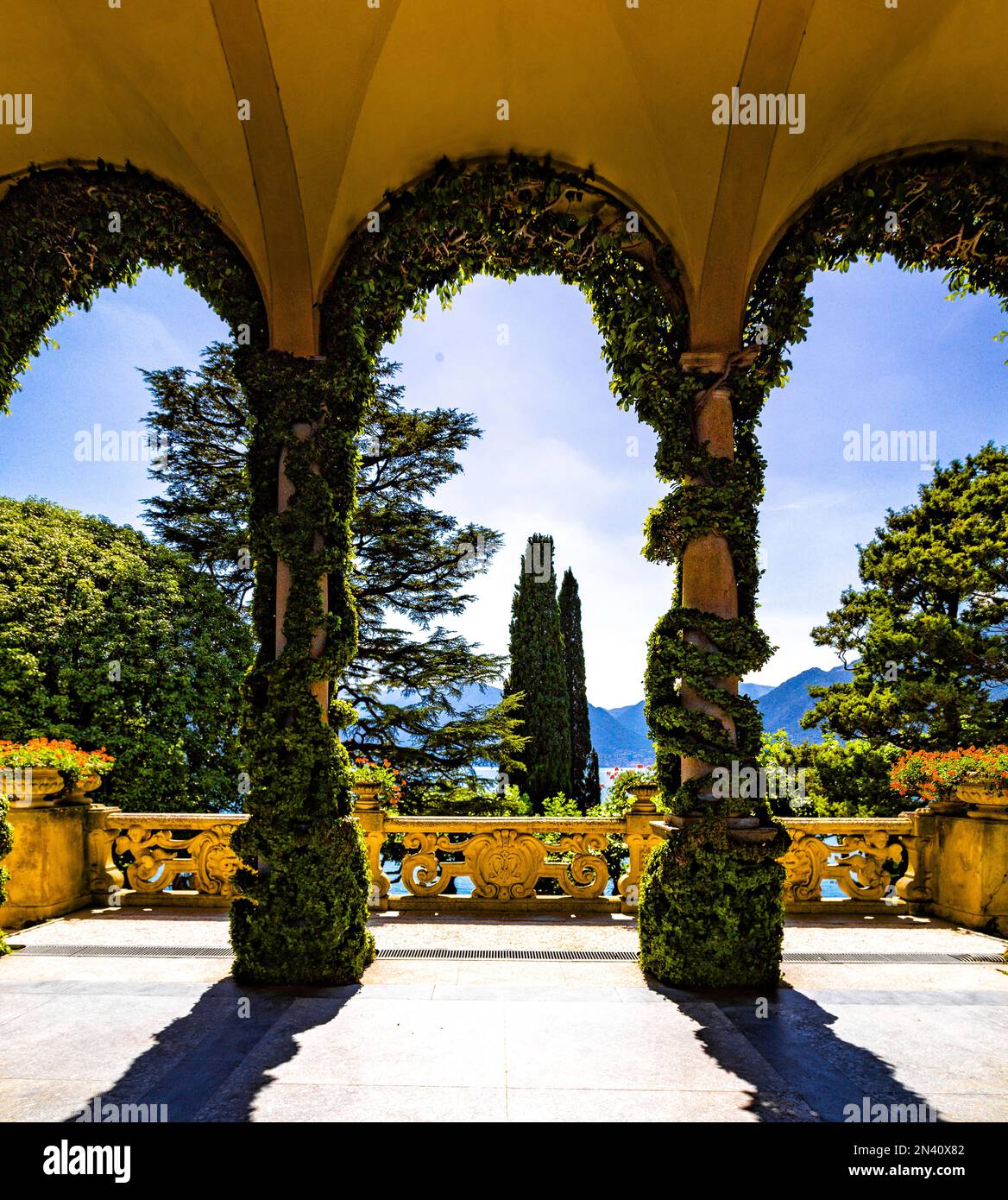 View of Villa del Balbianello overlooking Lake Como in Lenno, Lombardy ...