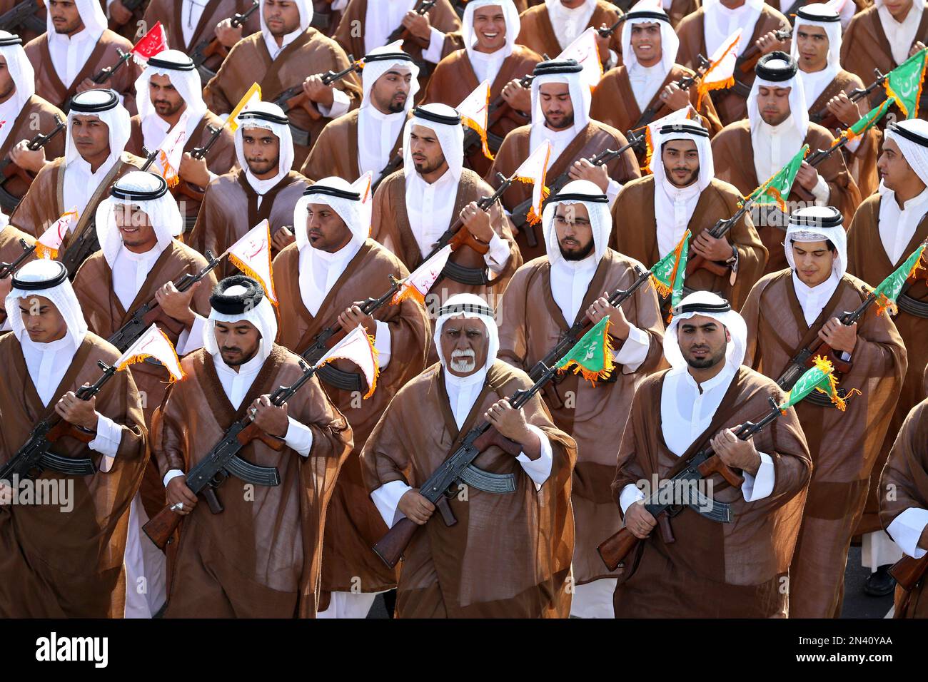 A group of the Iranian Arabs, who are members of the Basij paramilitary ...