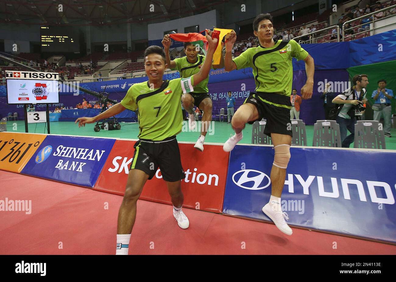 Myanmar's Wai Lin Aung, left, Zaw Zaw Aung, center, and Zaw Latt, right ...