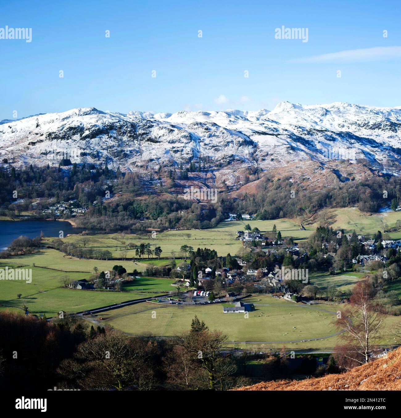 View of Grasmere Sports field with High Raise and the western Fells in ...