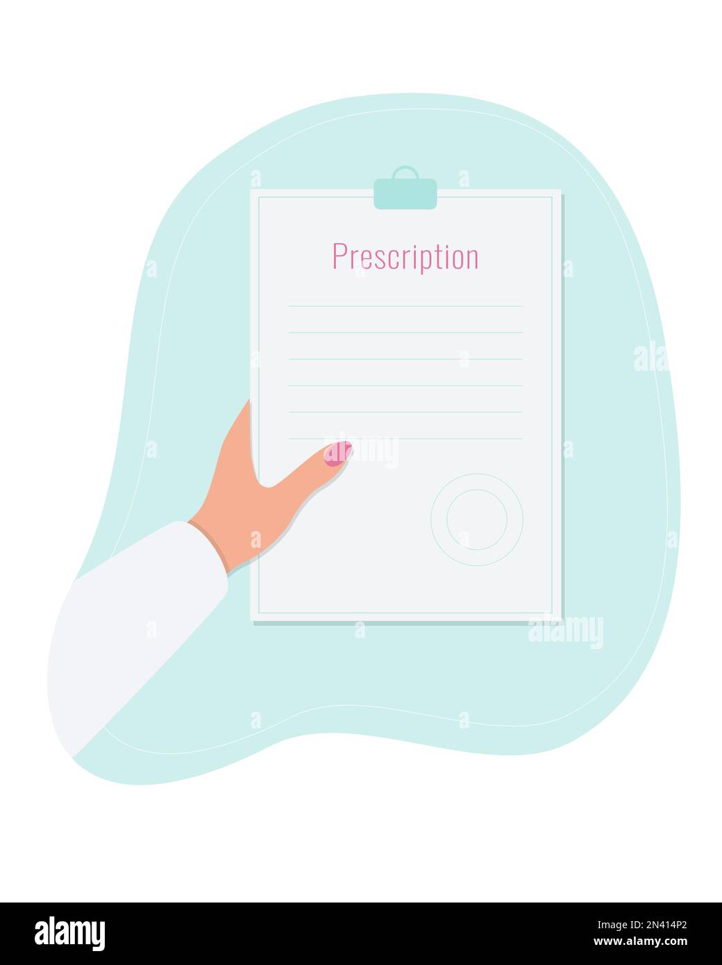 Hand holds Prescription medical, isolated, white background. Vector ...
