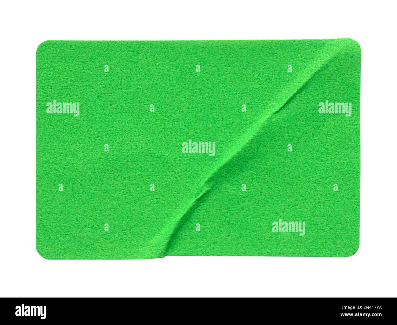 Green rectangular paper sticker label isolated on white background ...