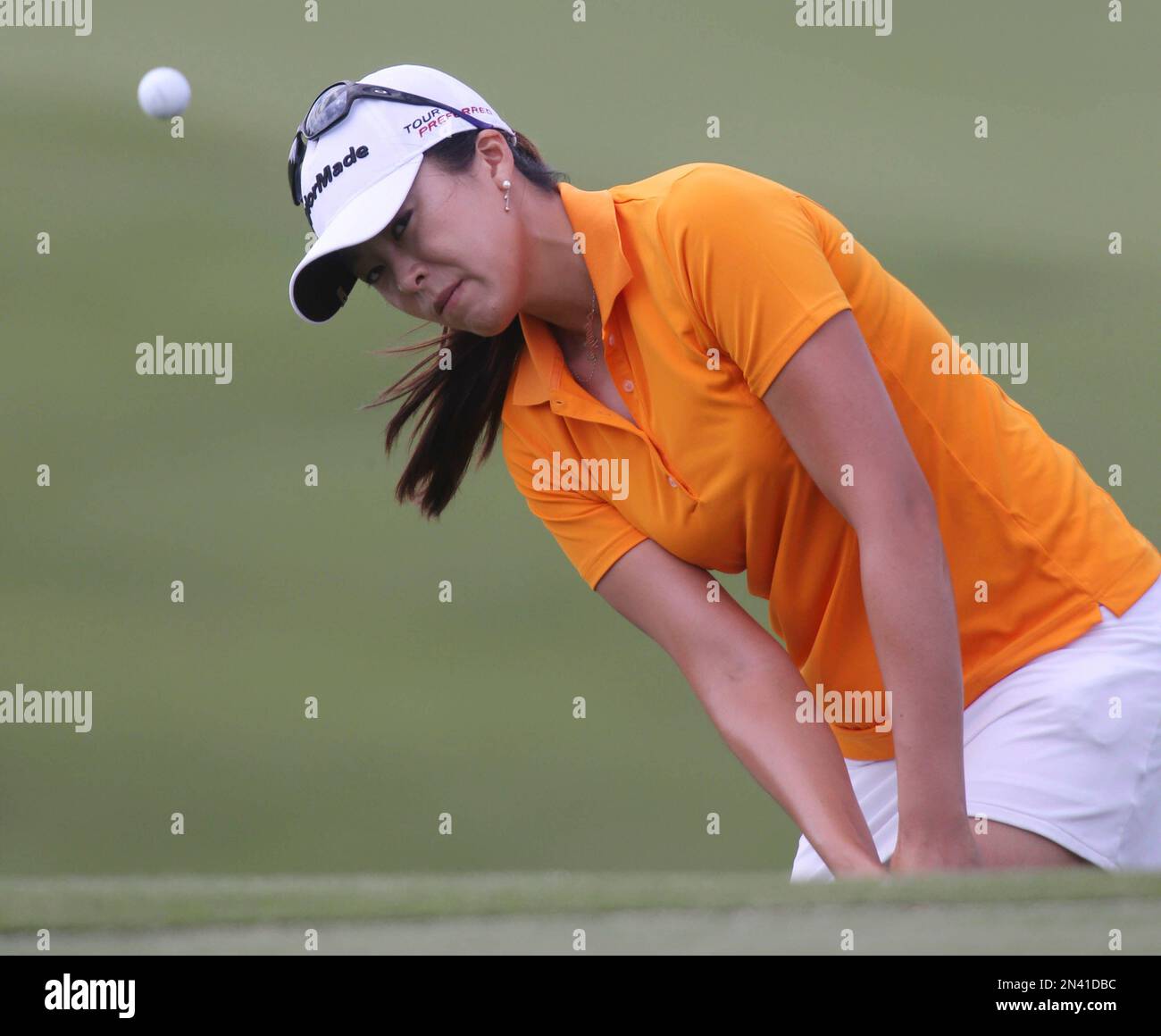 Mi Jung Hur hits out of the sand to the number one green during the ...