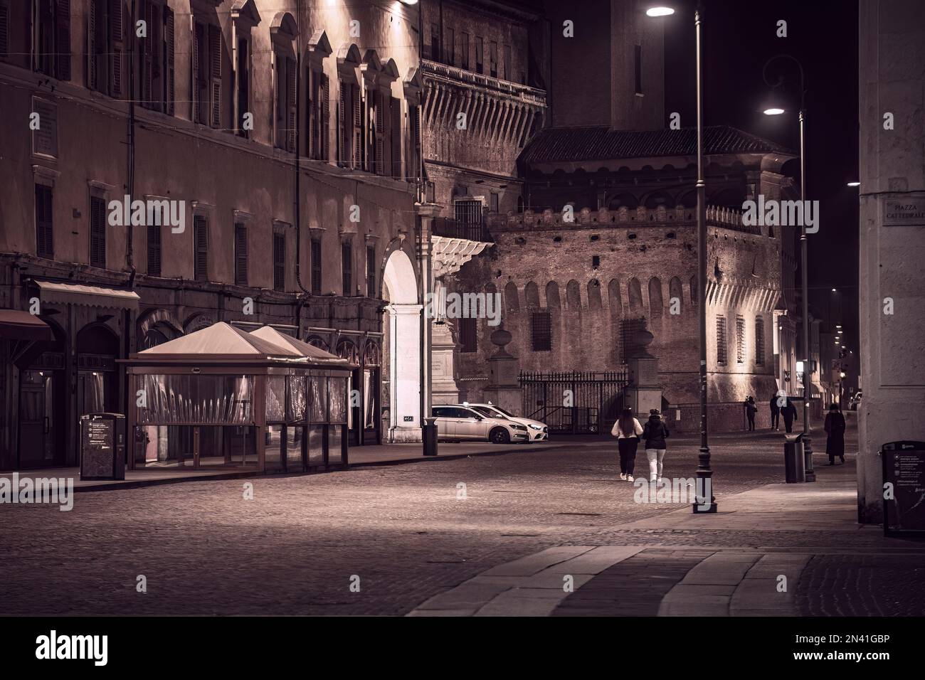 Ferrara, Italy 5 February 2023: A photo of the night view of Ferrara ...