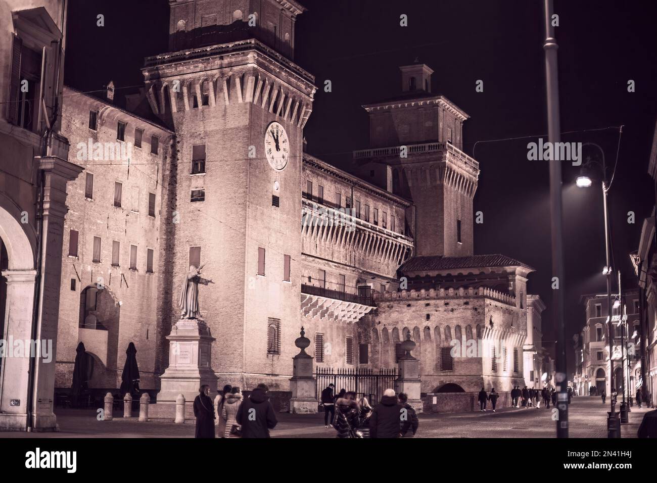 Ferrara, Italy 5 February 2023: A photo of the night view of Ferrara ...