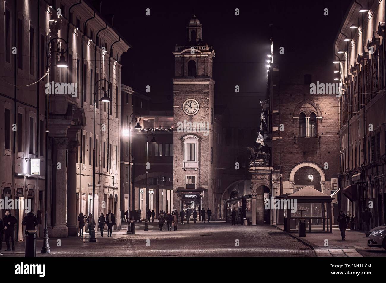Ferrara, Italy 5 February 2023: A photo of the night view of Ferrara ...