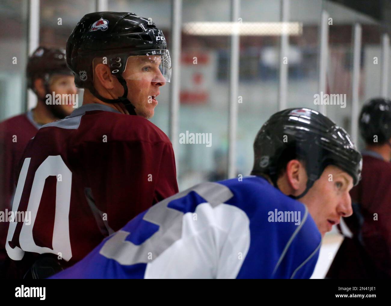 Colorado Avalanche left winger Alex Tanguay (40) and Cody McLeod (55 ...