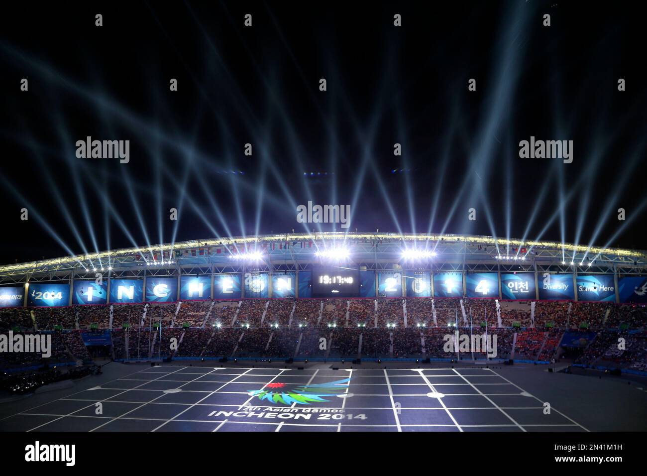 Incheon Asiad Main Stadium is shown during the opening ceremony for the ...