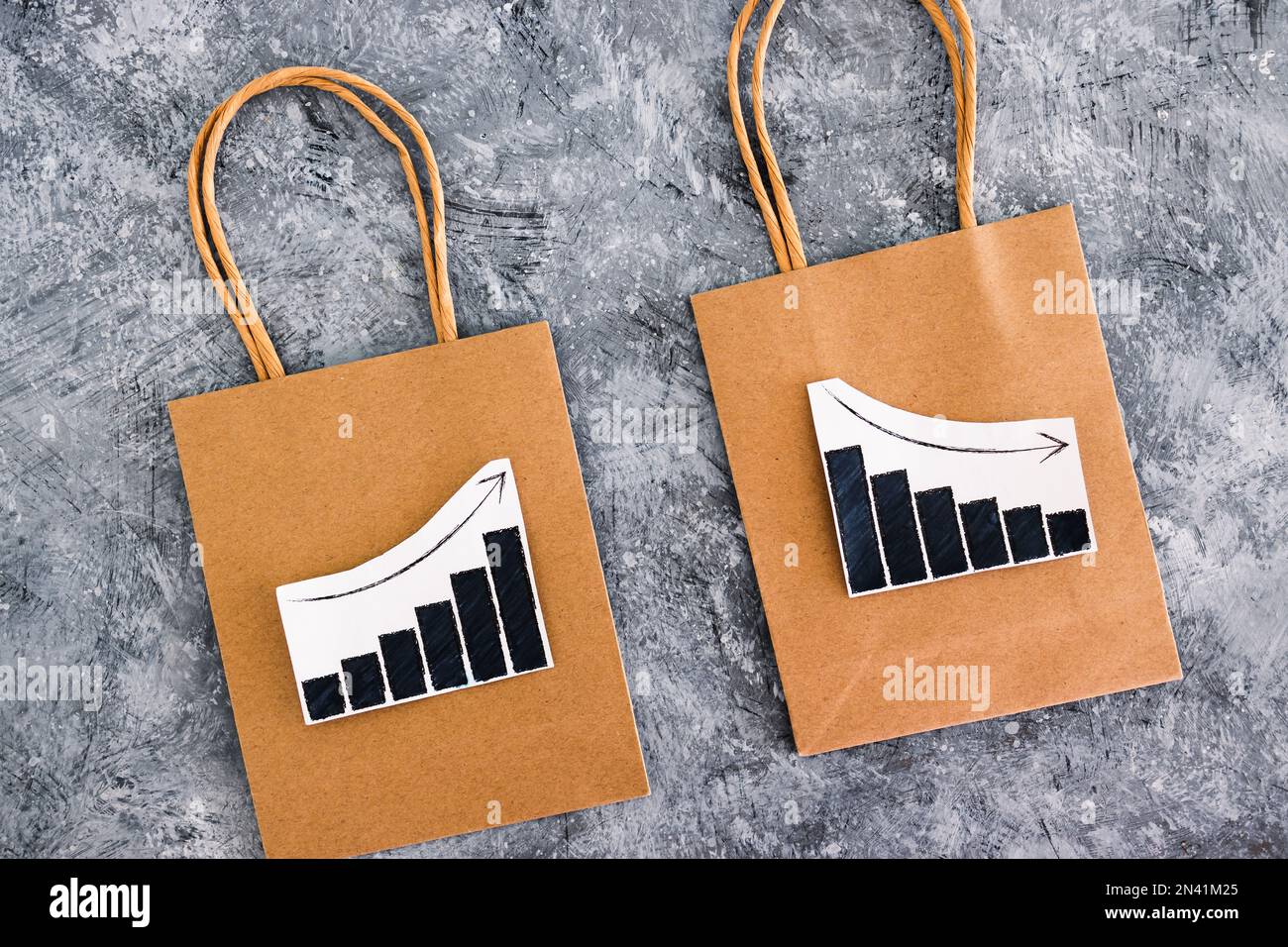 when will inflation go down. shopping bags with graph showing prices ...