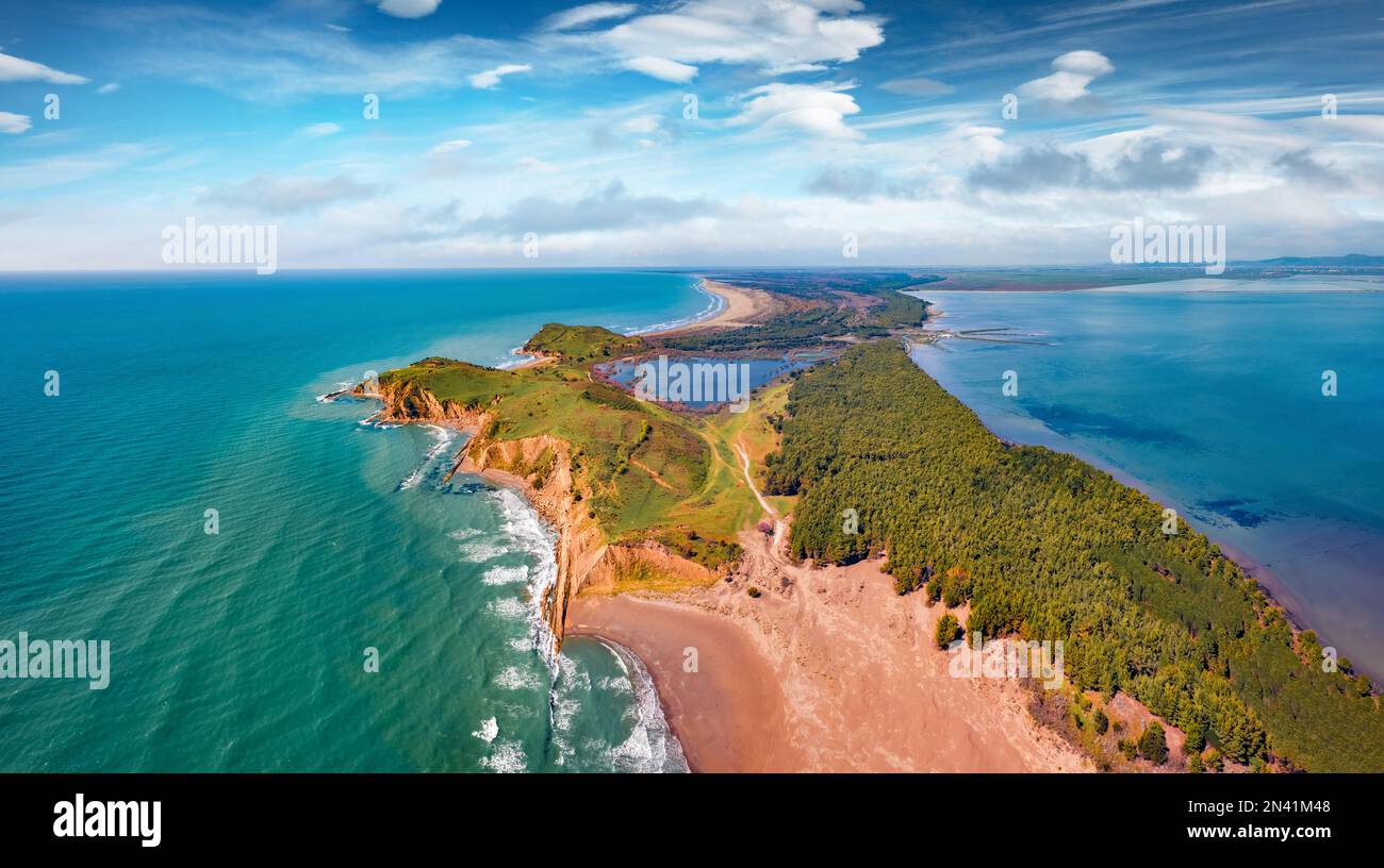 Aerial landscape photography. Breathtaking spring view from flying ...