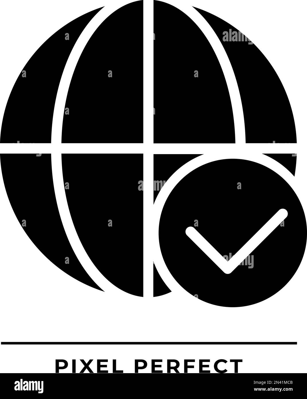 Globe with check mark black glyph icon Stock Vector Image & Art - Alamy
