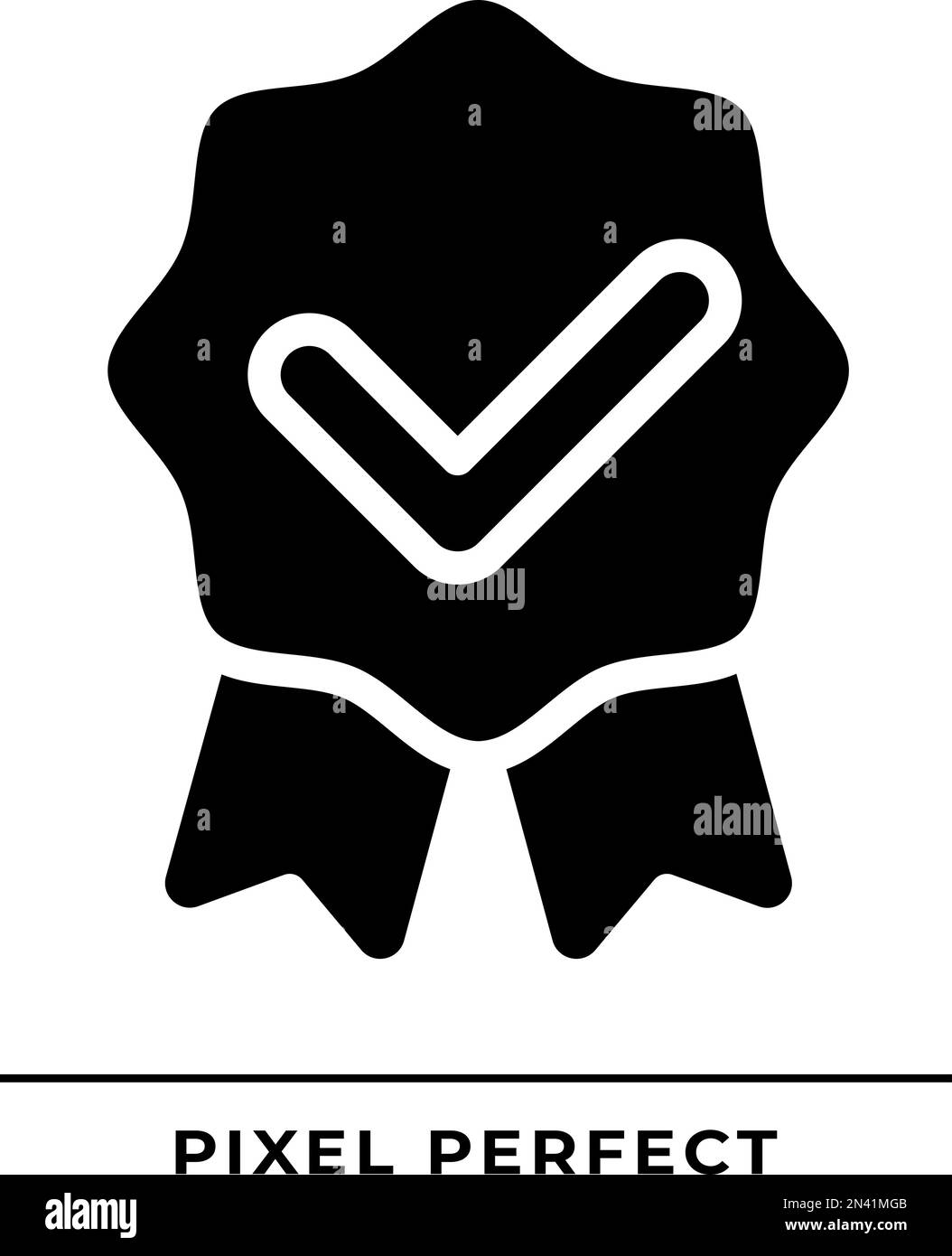 Award badge with check mark black glyph icon Stock Vector Image & Art ...