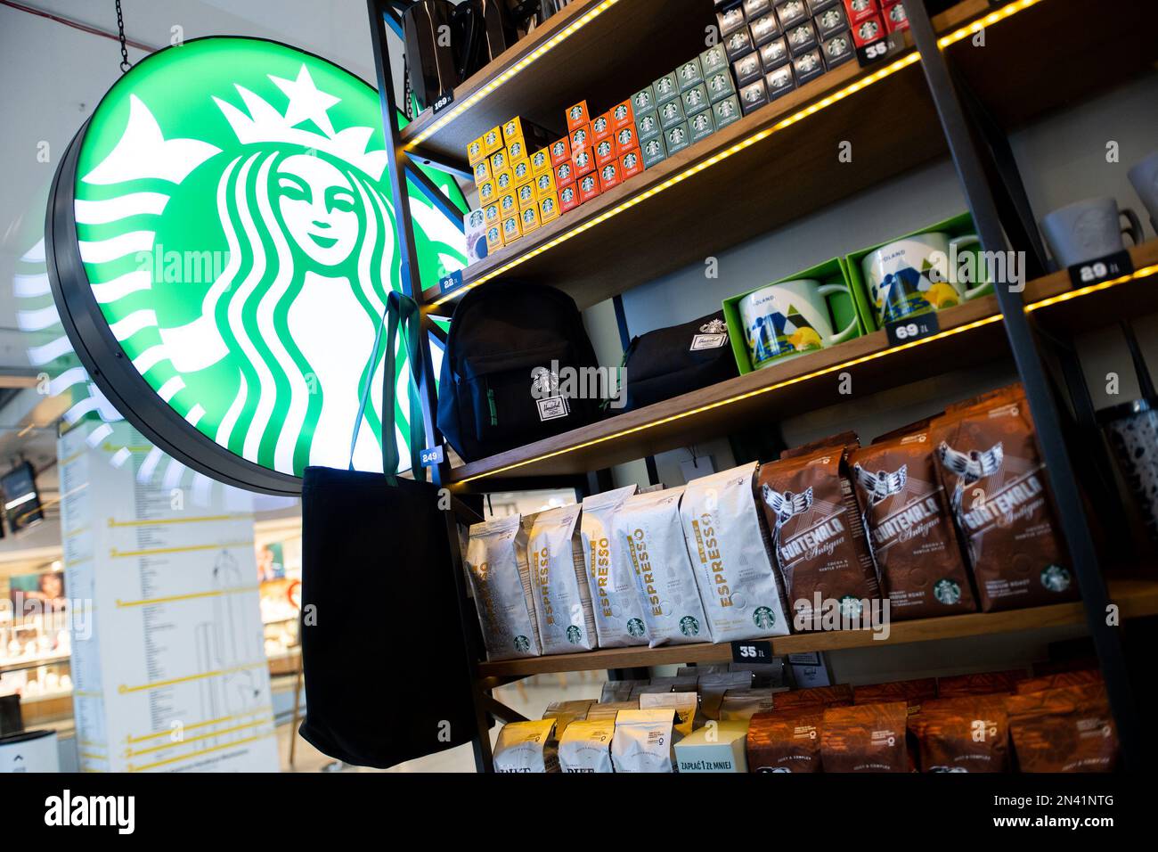 American multinational chain Starbucks Coffee store seen in Gdansk ...