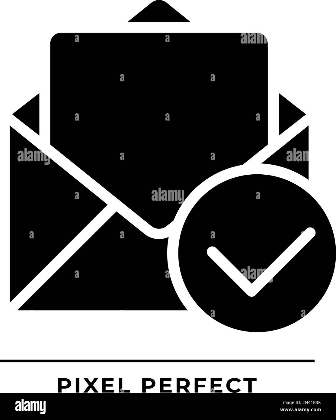 Letter with check mark black glyph icon Stock Vector Image & Art - Alamy
