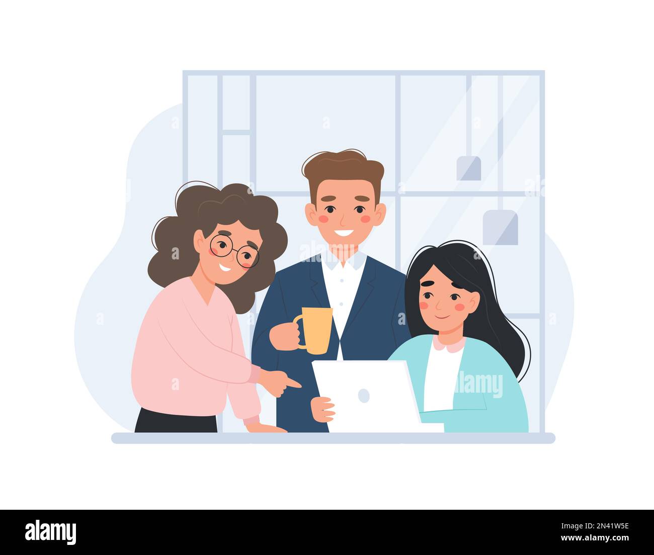 Office workers at meeting, business conversation or presentation ...