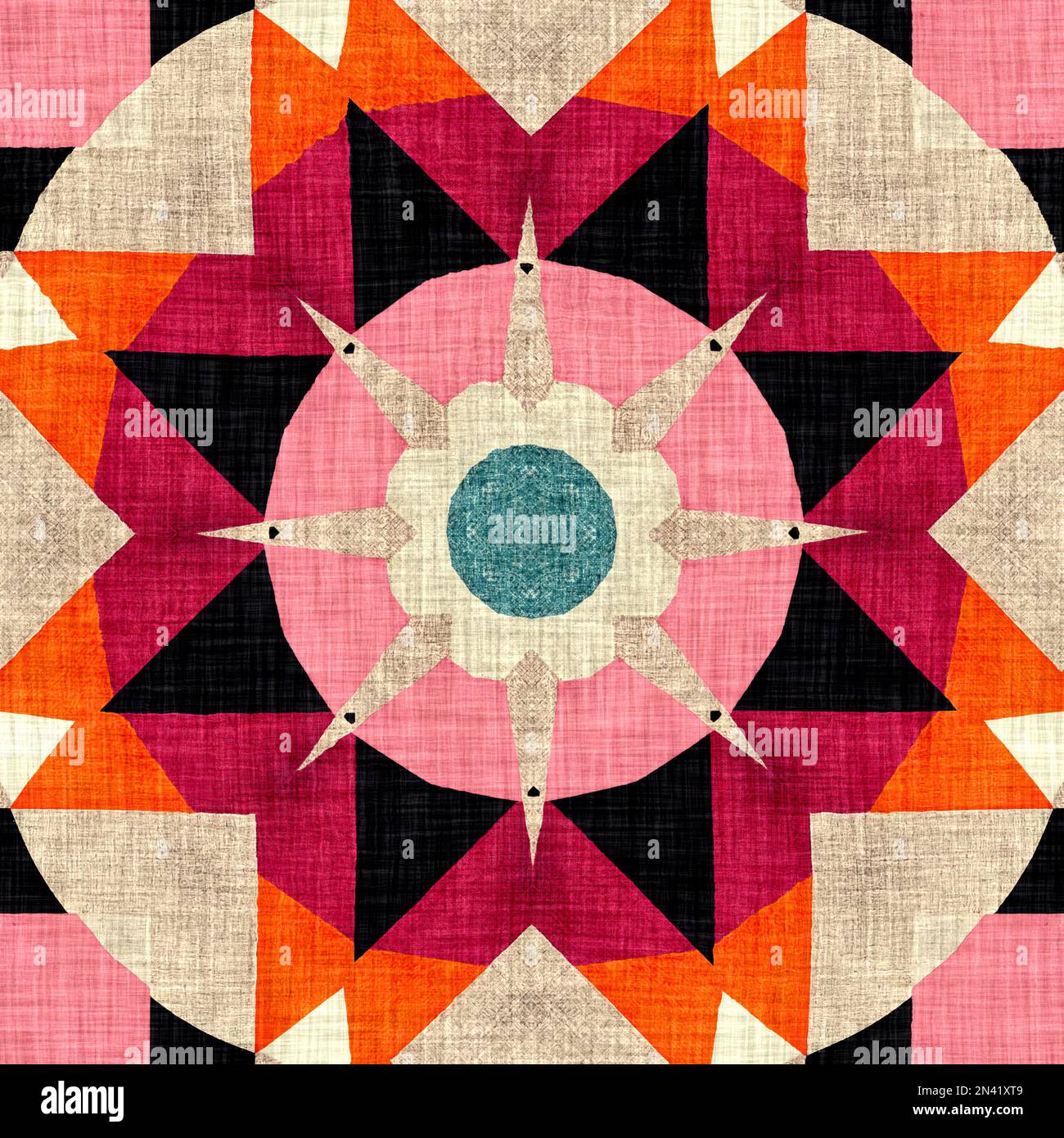 Quilted Americana geo seamless pattern. Cottagecore all over retro ...