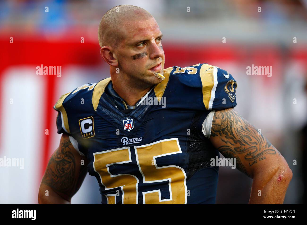 St. Louis Rams middle linebacker James Laurinaitis (55) on the ...