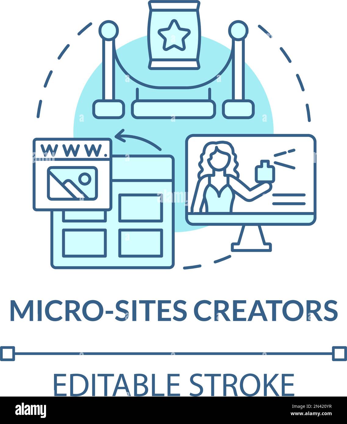 Micro sites creators turquoise concept icon Stock Vector Image & Art ...