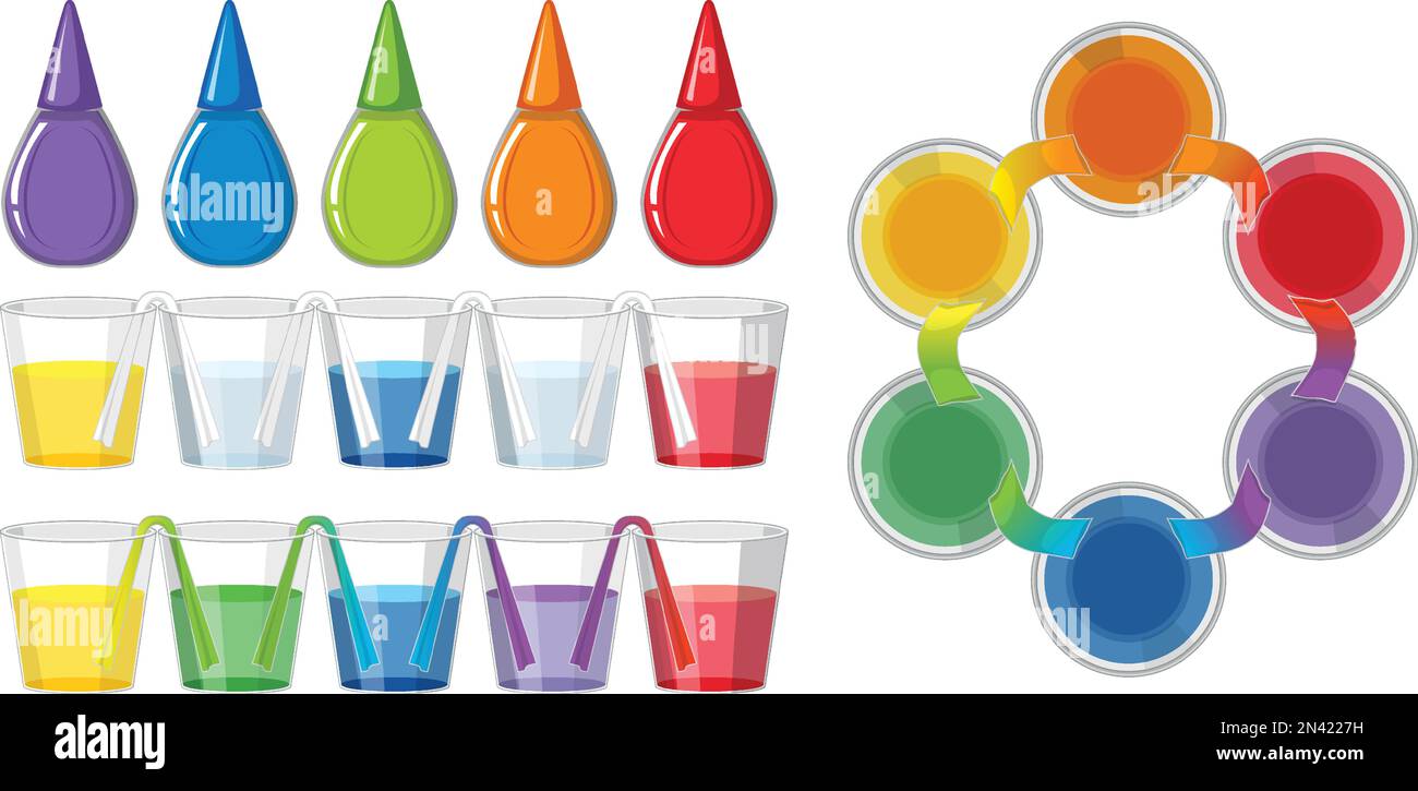 Set of colour science experiments illustration Stock Vector Image & Art ...